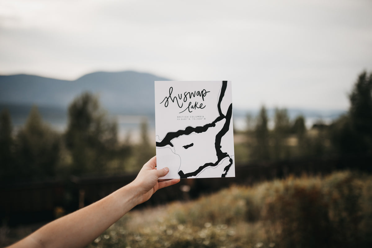 Shuswap Lake, British Columbia Minimal Hand Drawn Map – Bode Goods Co